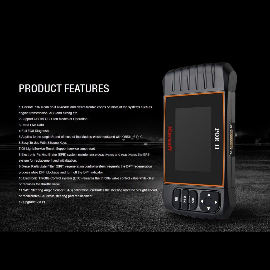 iCarsoft POR-II Porsche OBD-II Scanner Tool Multi-systems ABS SRS ...